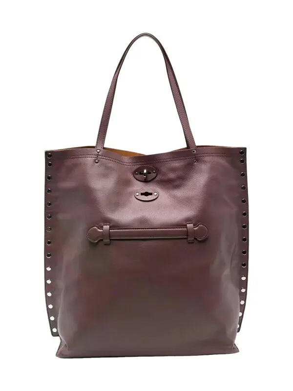ZANELLATO Stud-embellished Leather Tote Bag - Red