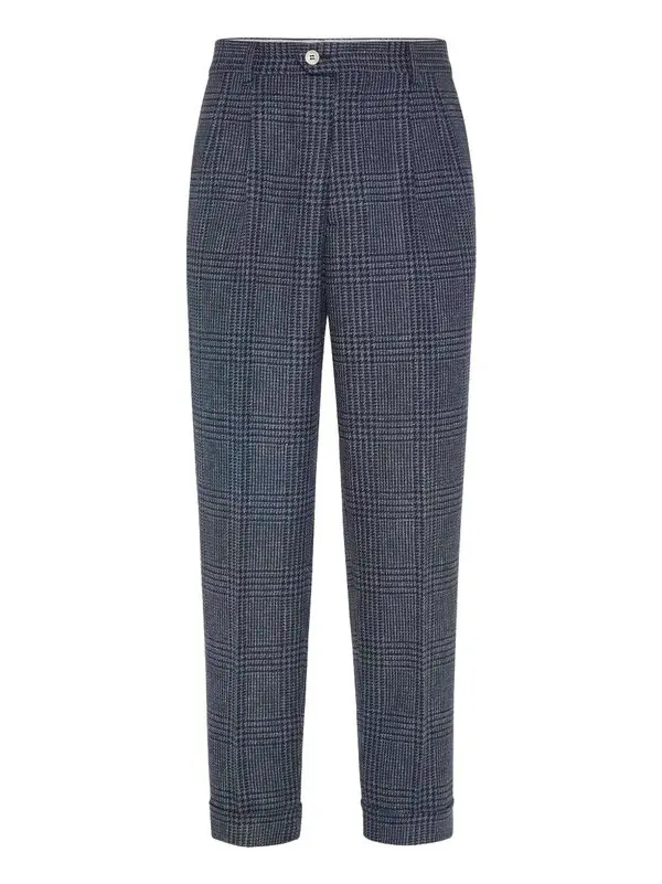 Brunello Cucinelli Prince Of Wales Check Trousers - Blue