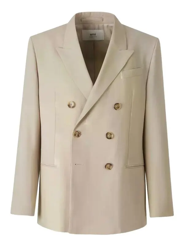 Ami Double-breasted Wool Blazer - Neutrals