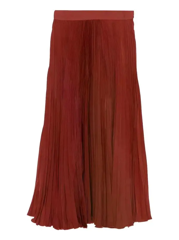 Farm Rio Pleated Midi Skirt - Brown