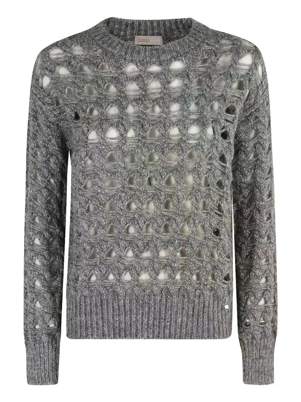 Herno Geometric-cutout Crew-neck Sweater - Grey