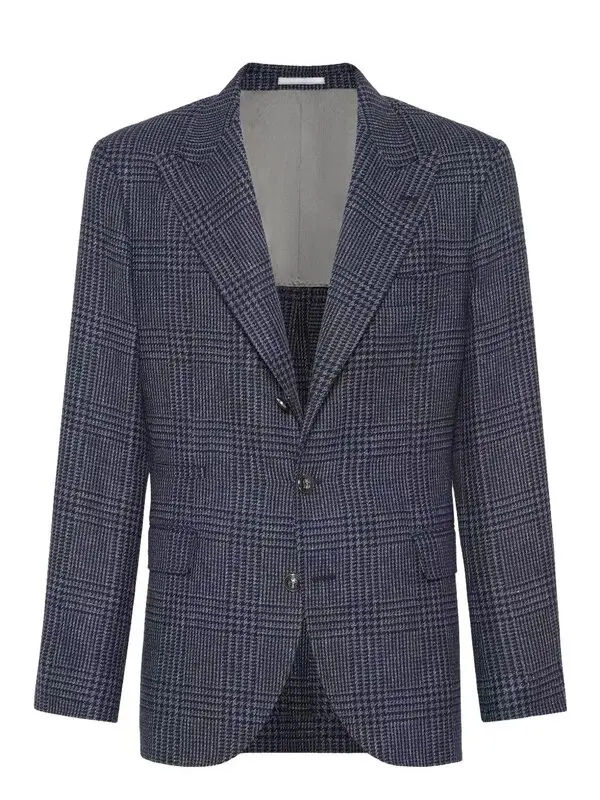 Brunello Cucinelli Prince Of Wales Check Blazer - Blue