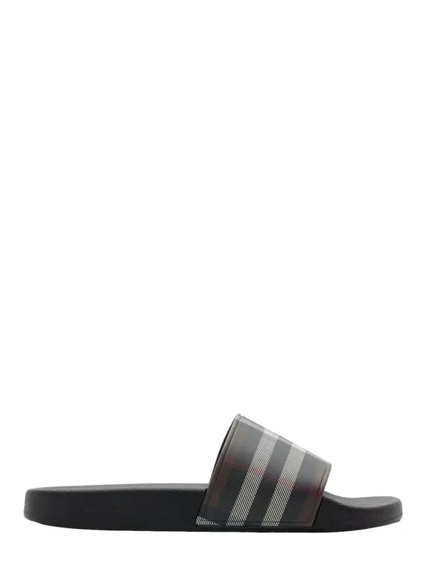 Burberry Check-print Flat Slides - Brown