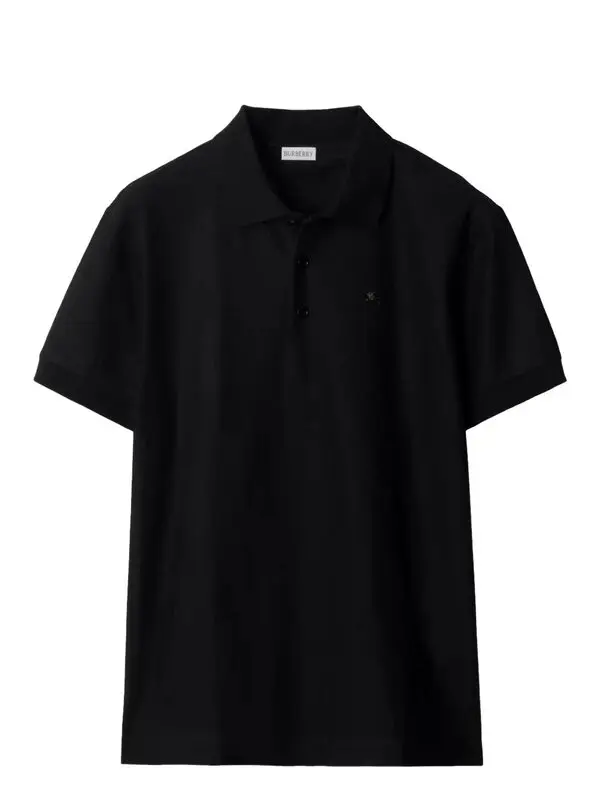 Burberry Knight-embellished Cotton Polo Shirt - Black