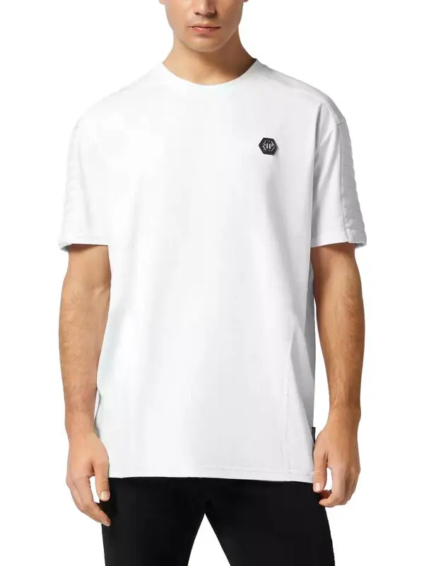 Philipp Plein Quilted-panel Round-neck T-shirt - White