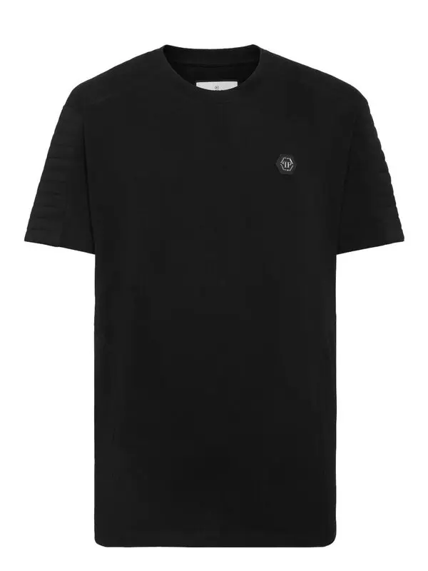 Philipp Plein Quilted-panel Round-neck T-shirt - Black