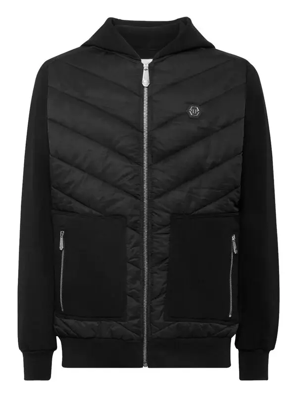Philipp Plein Quilted Hooded Jacket - Black