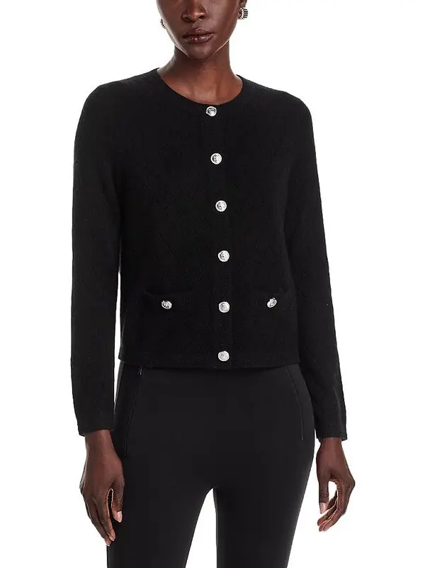 Bloomingdale'S Cashmere Crewneck Cardigan Sweater - Black