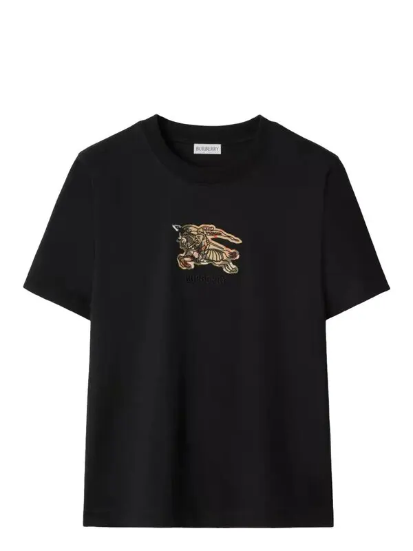 Burberry Check Cotton T-shirt - Black
