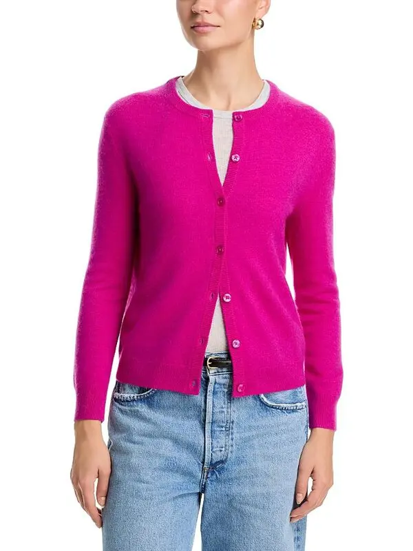 Bloomingdale'S Cashmere Crewneck Cardigan Sweater - Beet Root