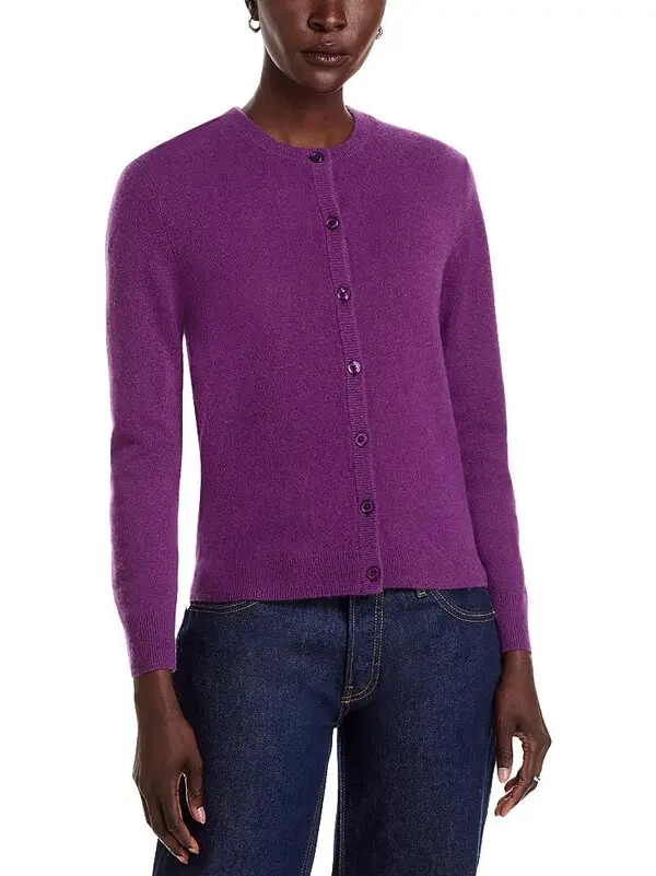 Bloomingdale'S Cashmere Crewneck Cardigan Sweater - Boysenberry