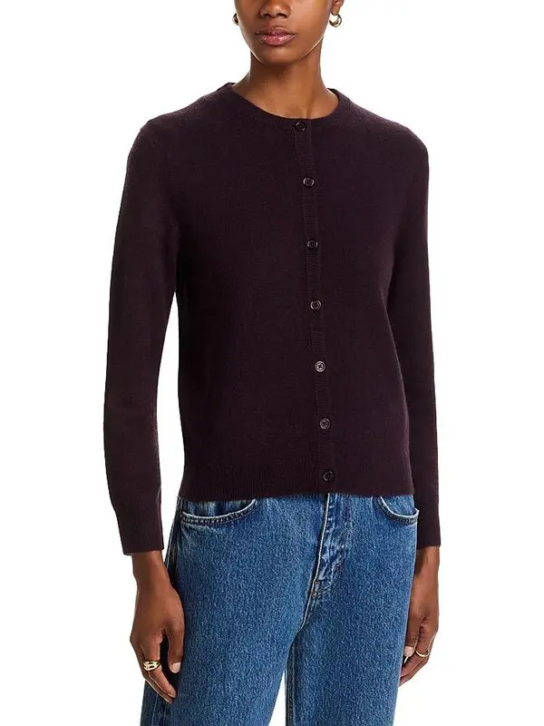 Bloomingdale'S Cashmere Crewneck Cardigan Sweater - Dark Brown