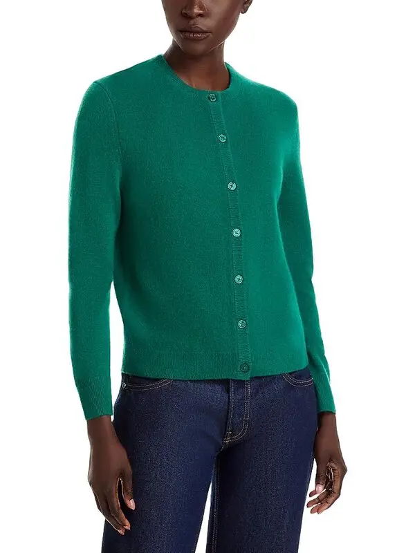 Bloomingdale'S Cashmere Crewneck Cardigan Sweater - Emerald