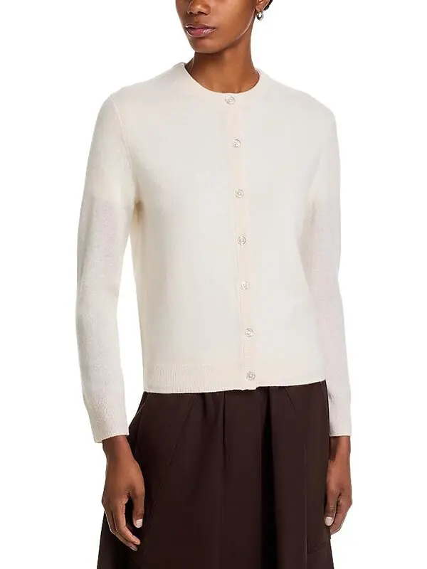 Bloomingdale'S Cashmere Crewneck Cardigan Sweater - Ivory