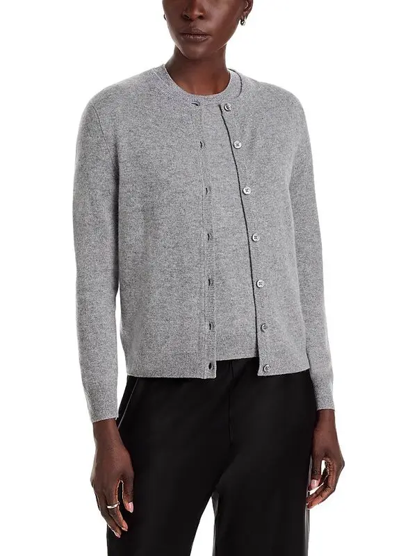 Bloomingdale'S Cashmere Crewneck Cardigan Sweater - Medium Grey