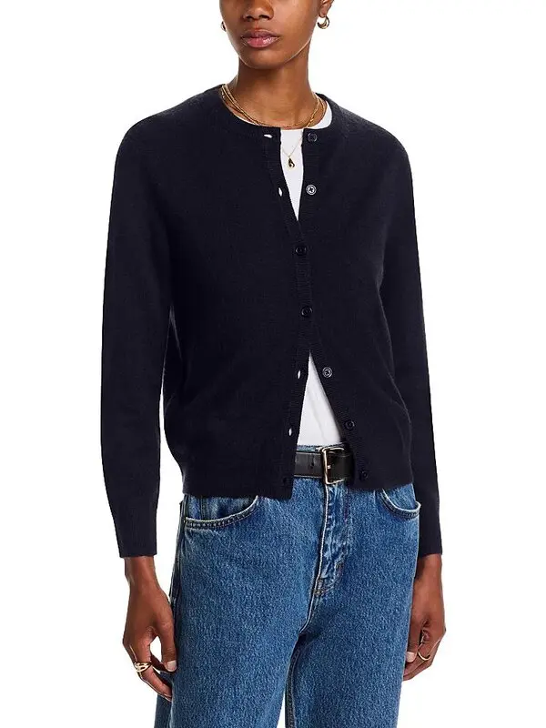 Bloomingdale'S Cashmere Crewneck Cardigan Sweater - Navy