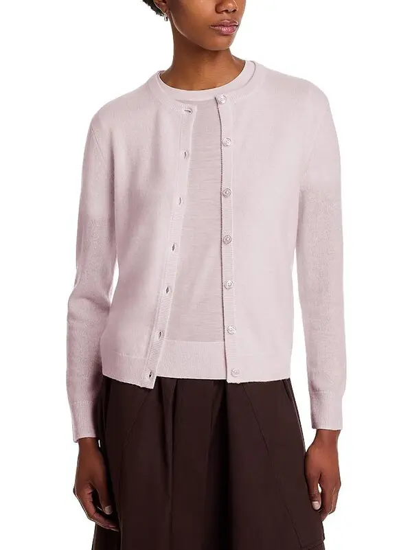 Bloomingdale'S Cashmere Crewneck Cardigan Sweater - Shell Pink