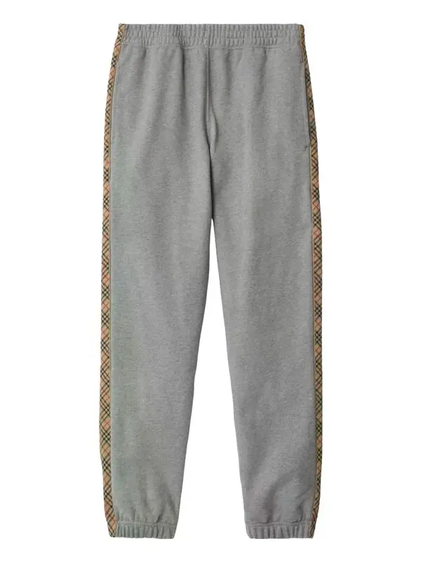 Burberry Check-trimmed Cotton Track Pants - Grey