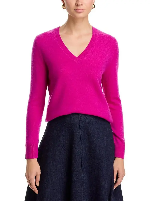 Bloomingdale'S 100% Cashmere V-neck Sweater - Beet Root