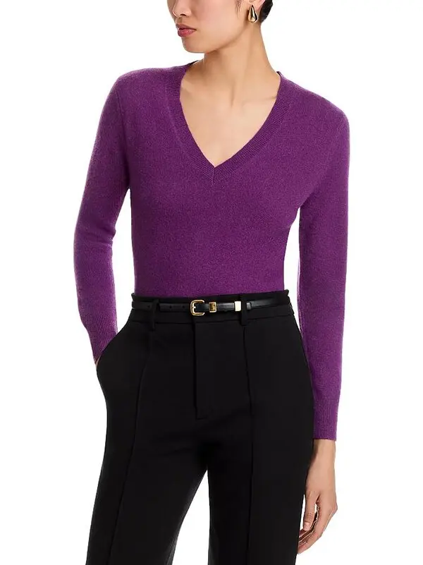 Bloomingdale'S Cashmere V-neck Sweater - Boysenberry