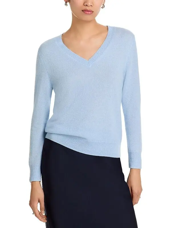 Bloomingdale'S Cashmere V-neck Sweater - Cloud White
