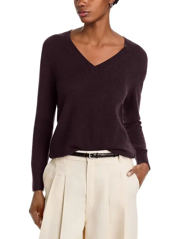 Bloomingdale'S Cashmere V-neck Sweater - Dark Brown