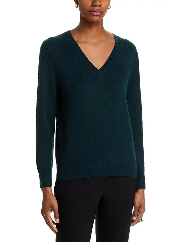 Bloomingdale'S 100% Cashmere V-neck Sweater - Dark Green