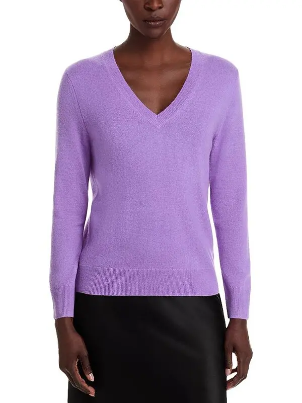 Bloomingdale'S 100% Cashmere V-neck Sweater - Deep Lilac