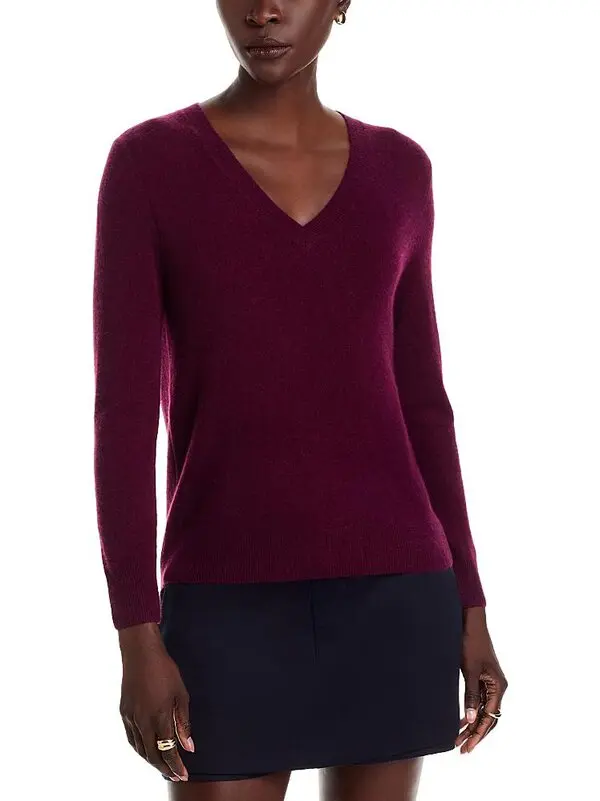 Bloomingdale'S Cashmere V-neck Sweater - Heather Burgandy
