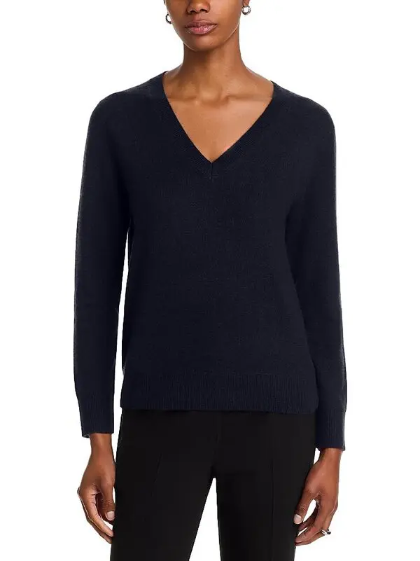 Bloomingdale'S 100% Cashmere V-neck Sweater - Navy