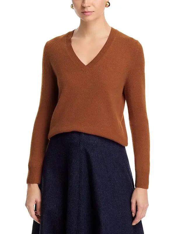 Bloomingdale'S 100% Cashmere V-neck Sweater - Nutmeg