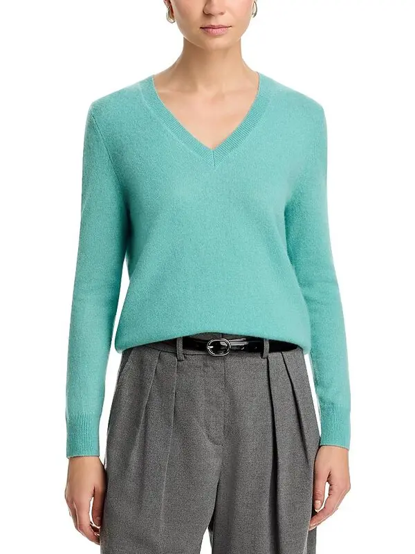 Bloomingdale'S 100% Cashmere V-neck Sweater - Succulent