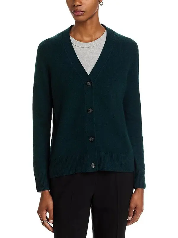 Bloomingdale'S Cashmere V-neck Cardigan Sweater - Dark Green