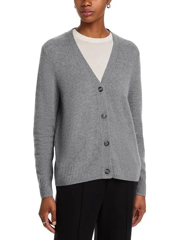 Bloomingdale'S Cashmere V-neck Cardigan Sweater - Medium Grey