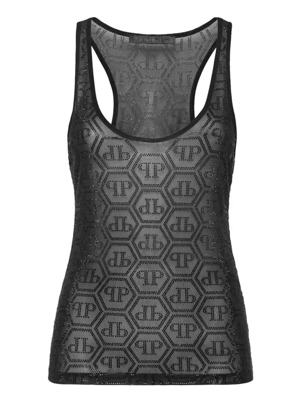 Philipp Plein Monogram Strass Tank Top - Black