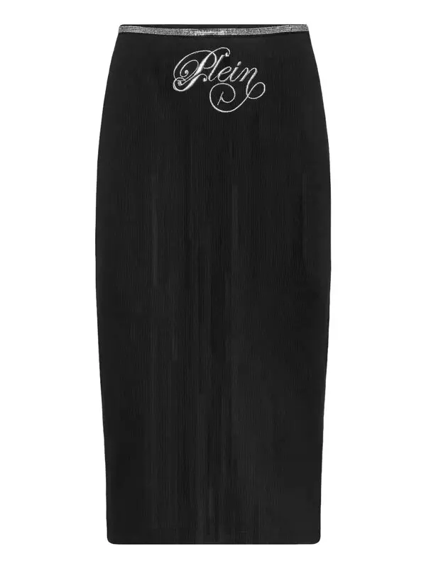 Philipp Plein Signature Midi Skirt - Black