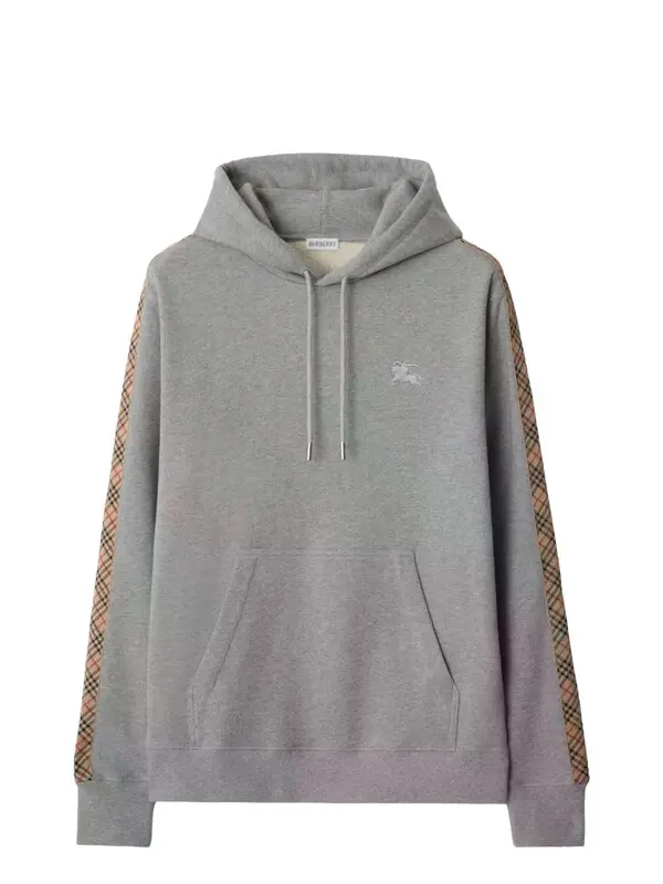 Burberry Check-trimmed Cotton Hoodie - Grey