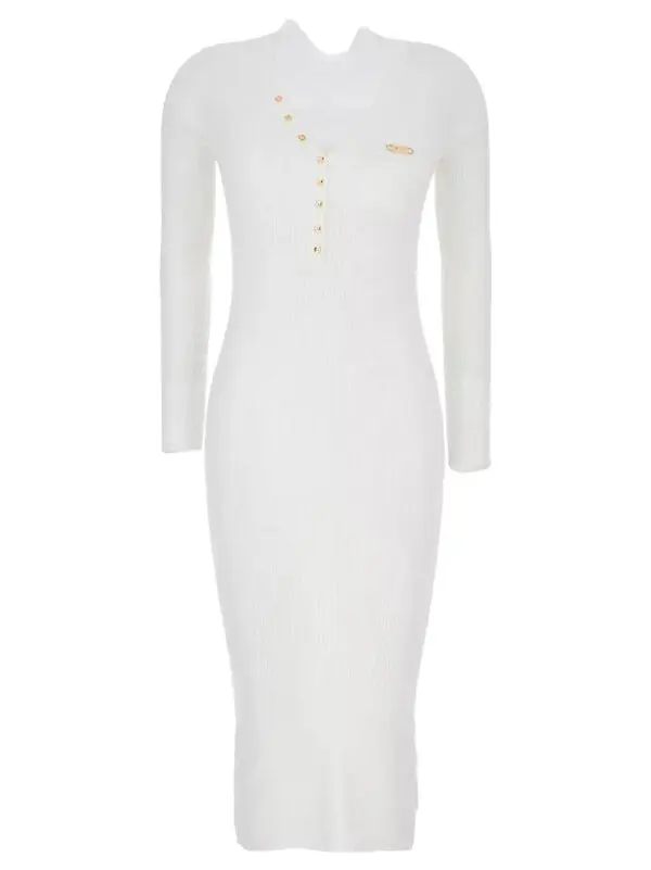 Elisabetta Franchi Ribbed Midi Dress - White