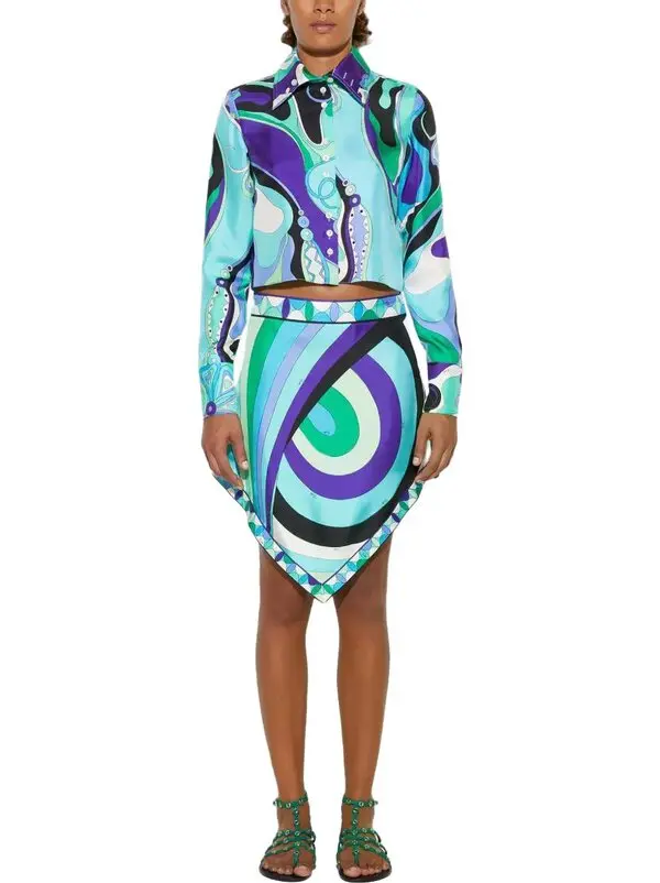 Emilio Pucci Abstract-print Mini Skirt - Blue