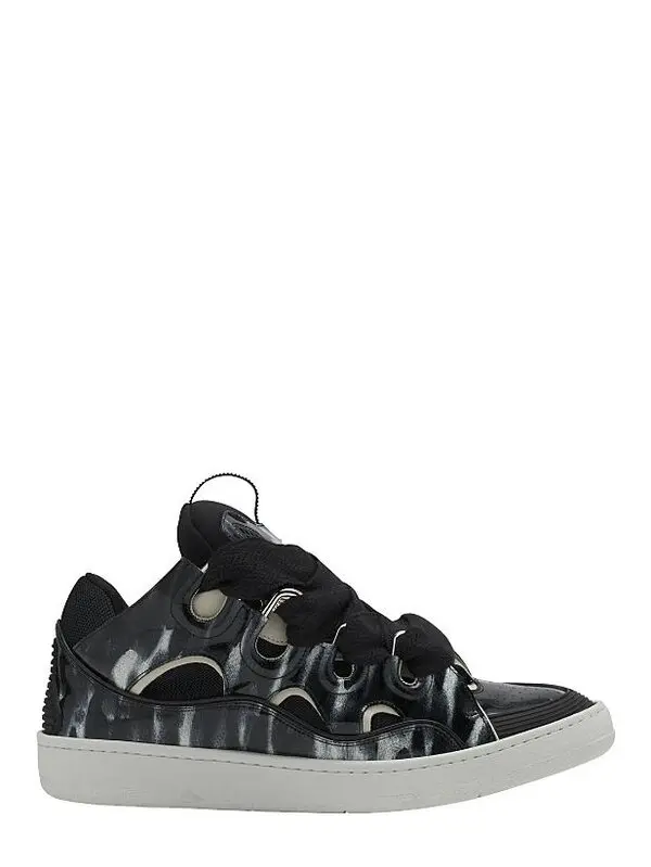 LANVIN Curb Leather Sneakers - Black/white