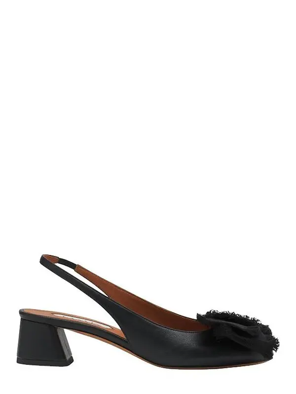 LANVIN Leather Heeled Slingback Ballerina - Black
