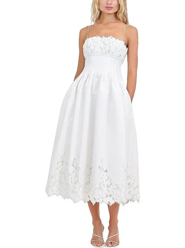 Simkhai Lilianna Sleeveless Lace Midi Dress - White Multi