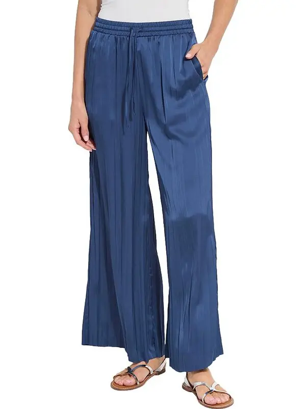 Lyssé Packable Pleated Palazzo Pants - Capri Blue