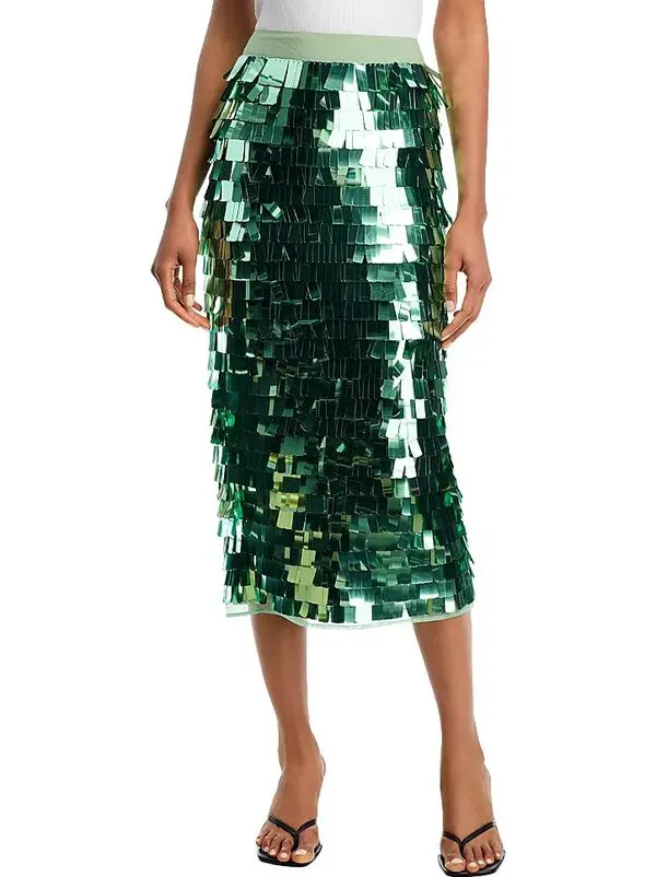 Essentiel Antwerp Midi Sequin Pencil Skirt - Aqua Azul