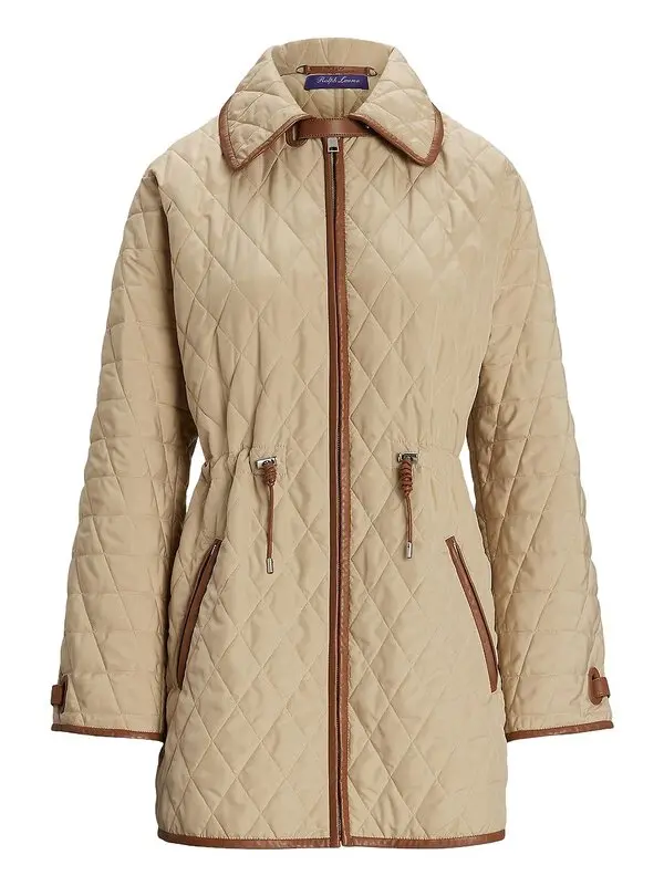 Ralph Lauren Lambskin-trim Quilted Coat - Light Tan