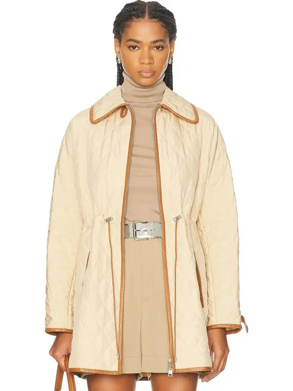 Ralph Lauren Lambskin-trim Quilted Coat - Light Tan