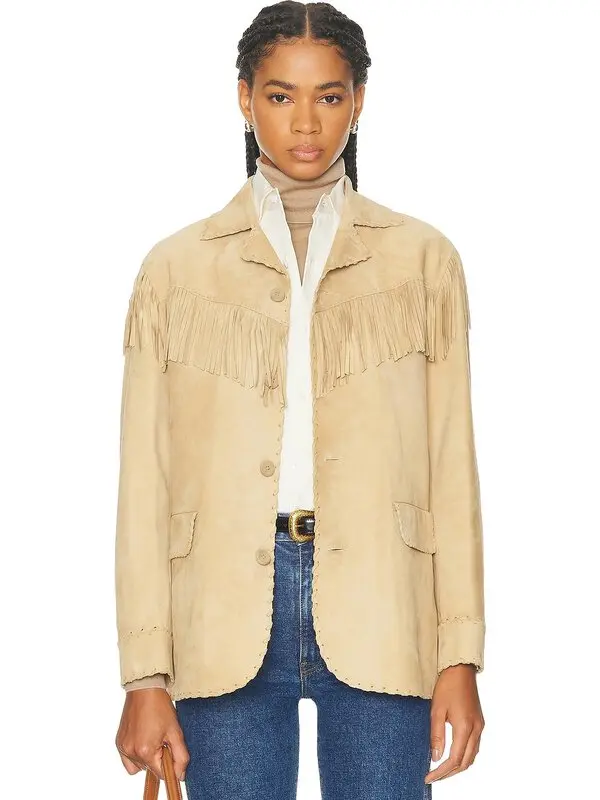Ralph Lauren Ryland Fringe-trim Jacket - Tan