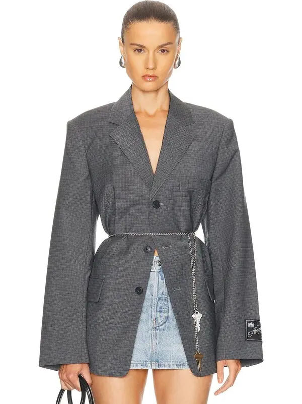 Alexander Wang Tailored Blazer With Chain Belt - Dark Grey Melange