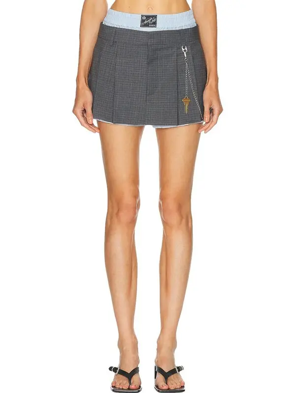 Alexander Wang Prestyled Pleated Skort - Grey Melange & Oxford Blue