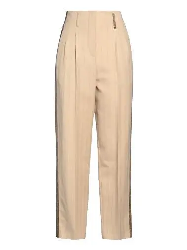 ALYSI Straight-leg Pants With Pinstripes - Beige